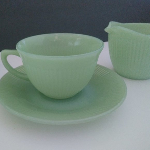 Fire King | Dining | Fire King Jadeite Set Cup Saucer Creamer | Poshmark